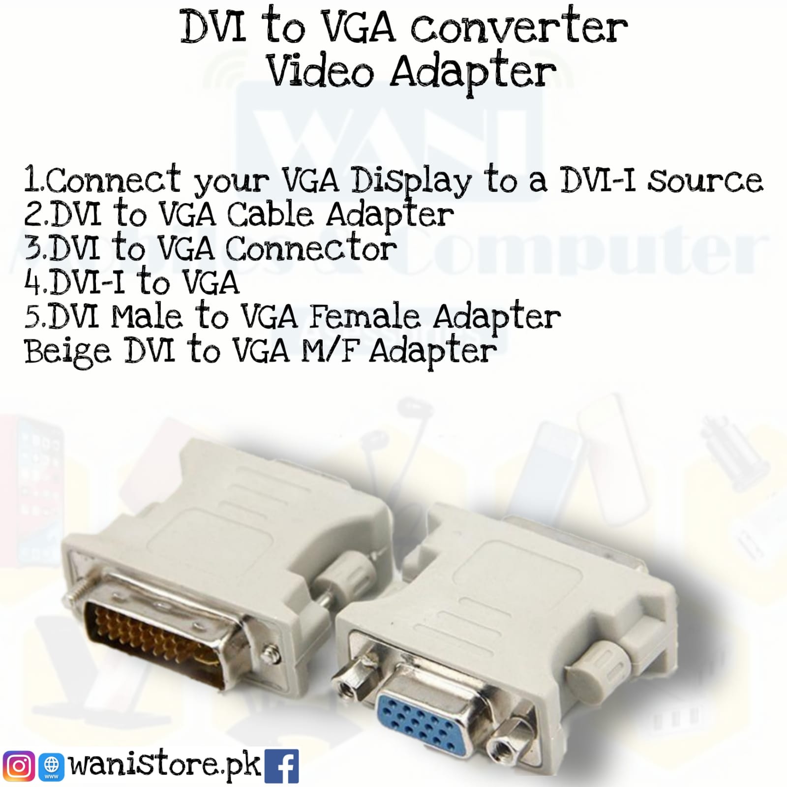 DVI TO VGA CONVERTER video Adapter (DVI MALE TO VGA FEMALE) | Daraz.pk