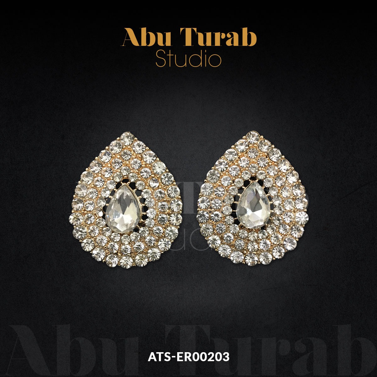 Abu Turab Studio - Silver Pan Pata Shape Stud With Big White Stone For Ladies | Daraz.pk