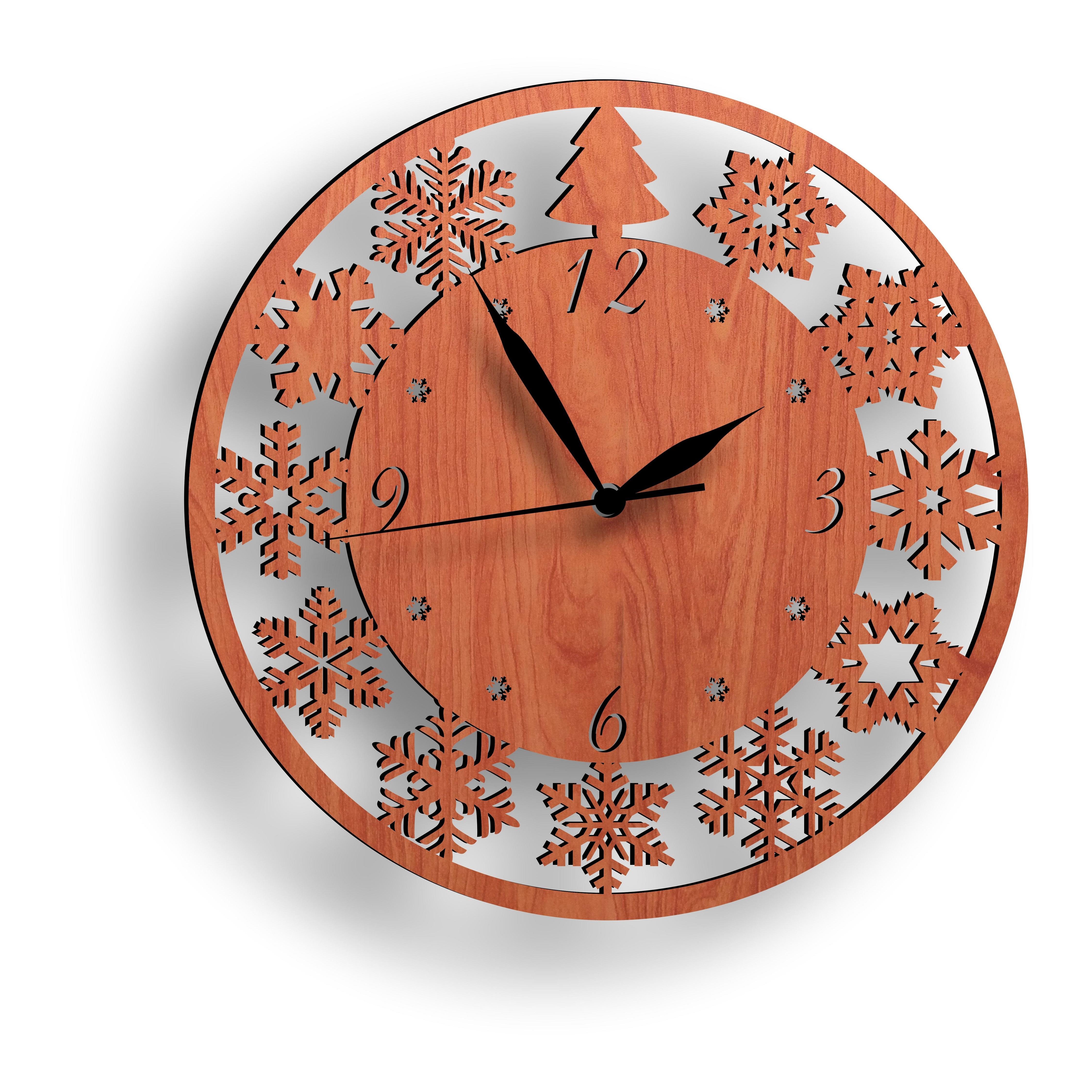 Christmas Wall Clock You'll Love in 2020, 3D Laser Cut Wooden Christmas ...